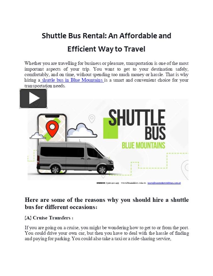Shuttle bus Blue Mountains - Westside Mini Buses presentation | free to ...