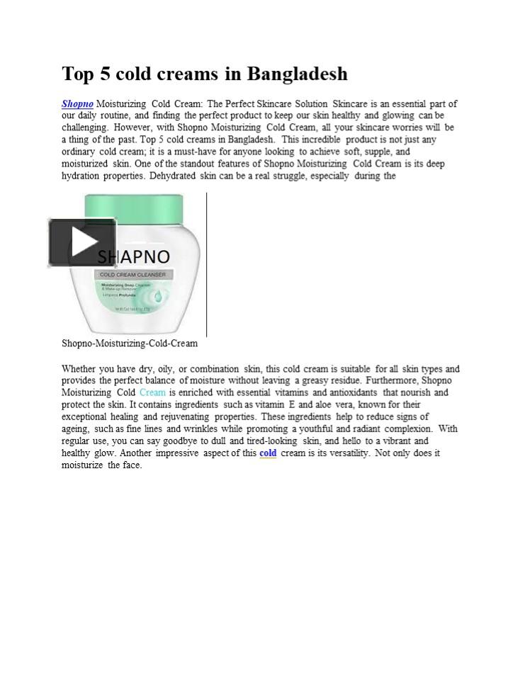 Top 5 cold creams in Bangladesh presentation | free to download