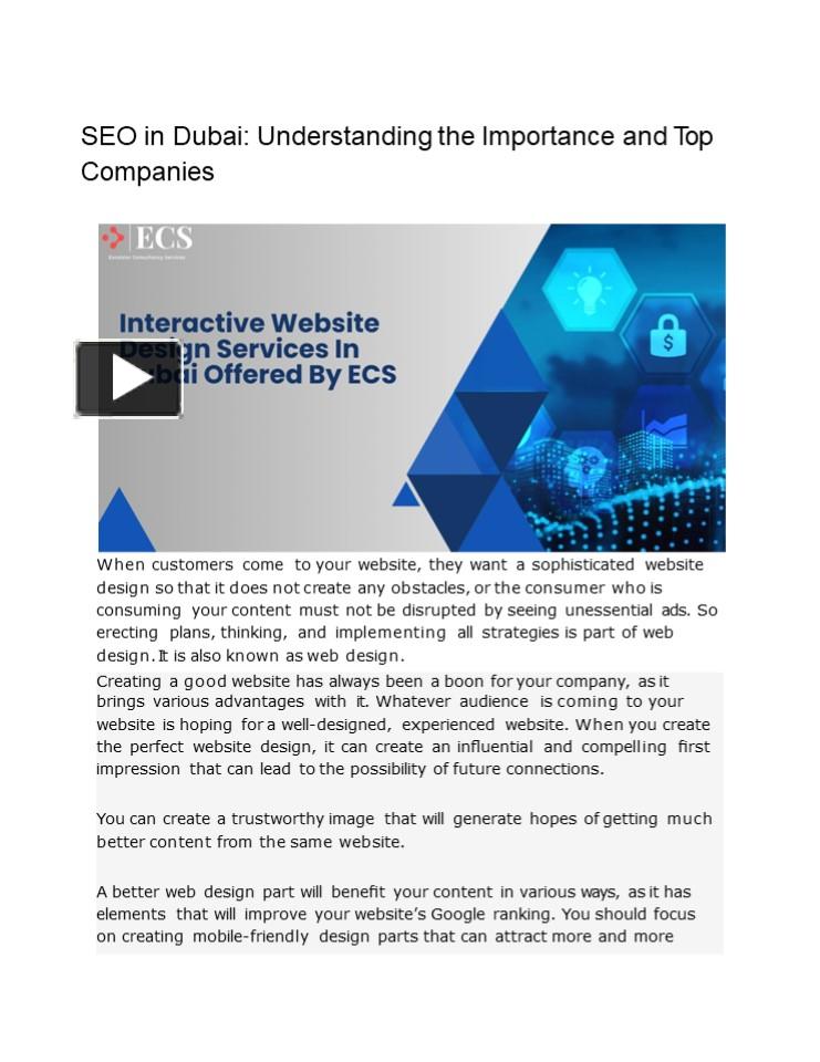 PPT – SEO in Dubai: Understanding the Importance and Top Companies ...
