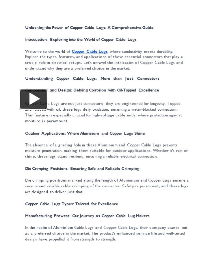 PPT – Copper Cable Lugs PowerPoint presentation | free to download - id ...