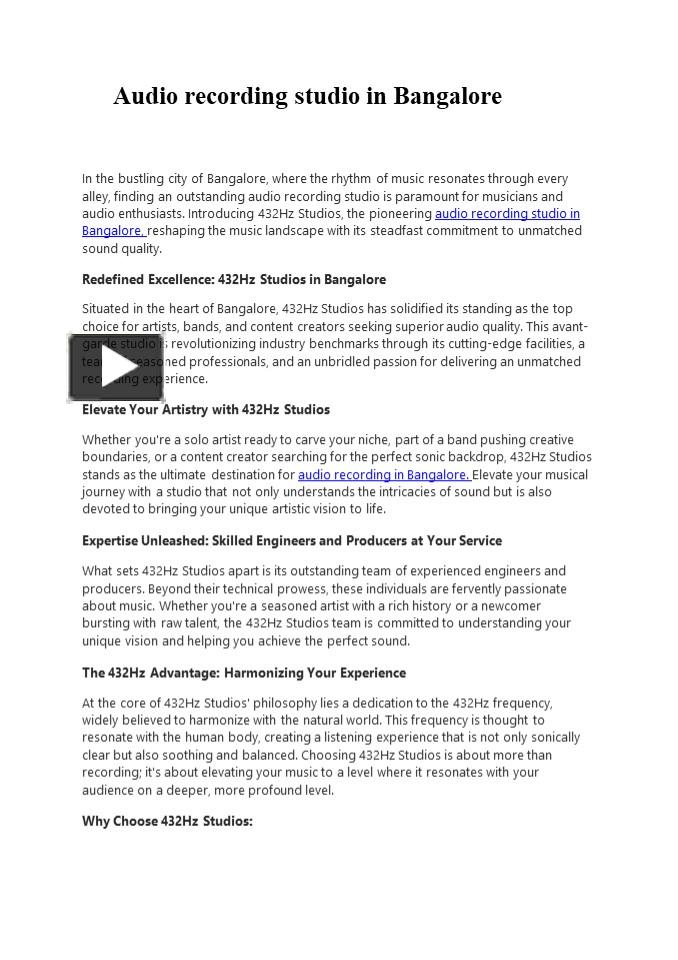 audio recording studio in bangalore presentation | free to download