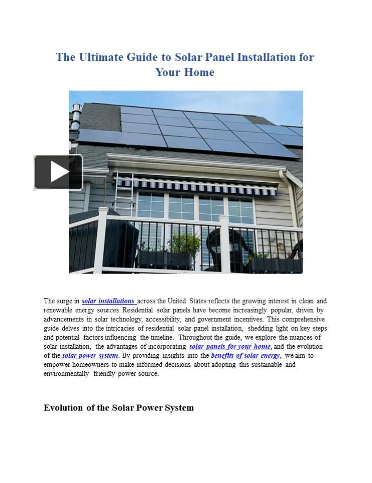 The Ultimate Guide to Solar Panel Installation for Your Home ...