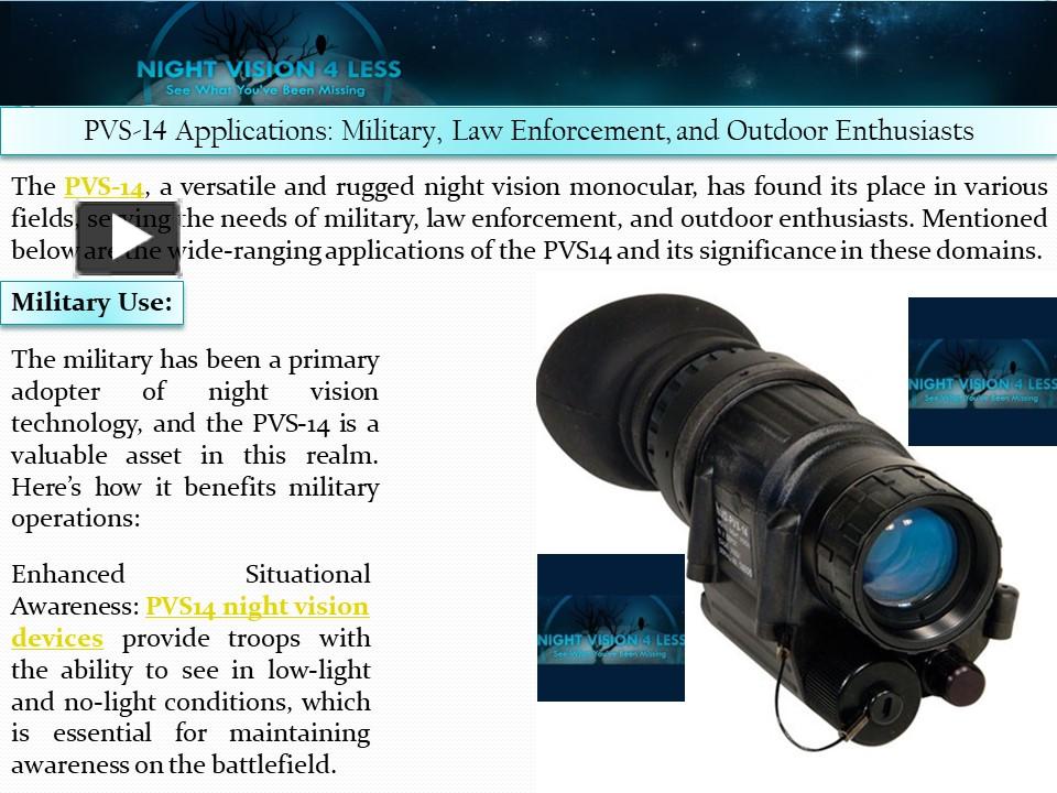 PVS-14 Applications: Military, Law Enforcement, and Outdoor Enthusiasts ...