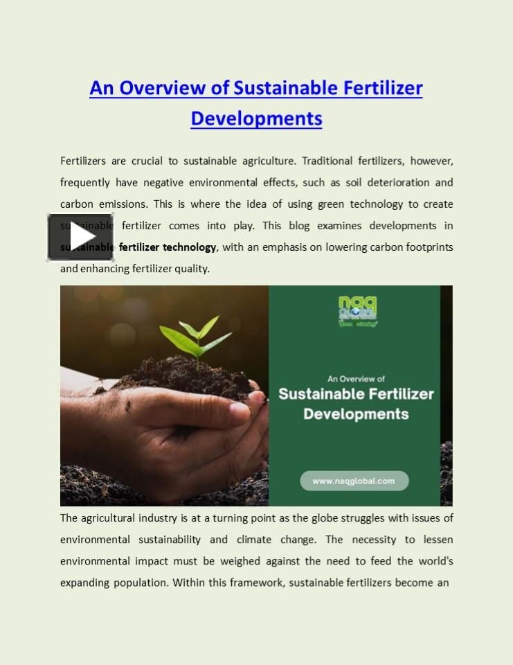 PPT – An Overview of Sustainable Fertilizer Developments PowerPoint ...