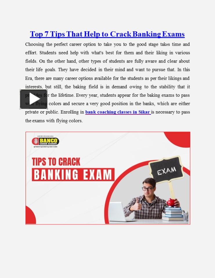 PPT – Top 7 Tips That Help to Crack Banking Exams PowerPoint ...