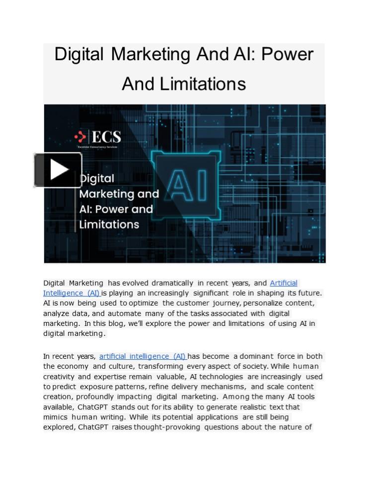 PPT – Digital Marketing and AI: Power and Limitations PowerPoint ...