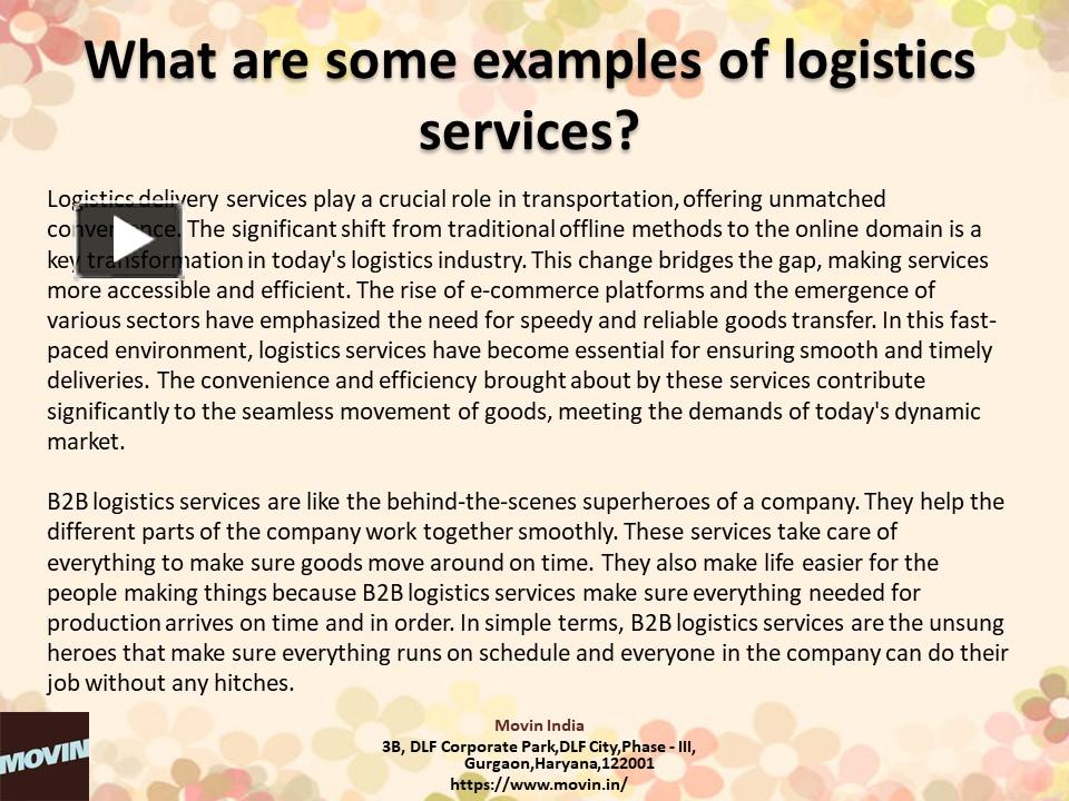 What are some examples of logistics services? presentation | free to ...
