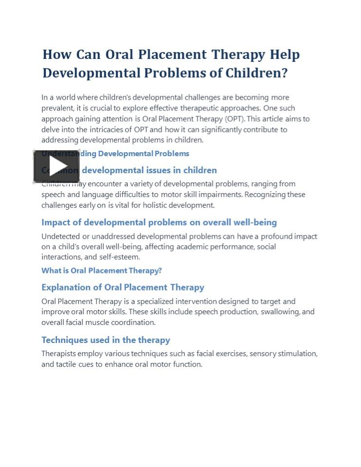How Can Oral Placement Therapy Help Developmental Problems of Children ...