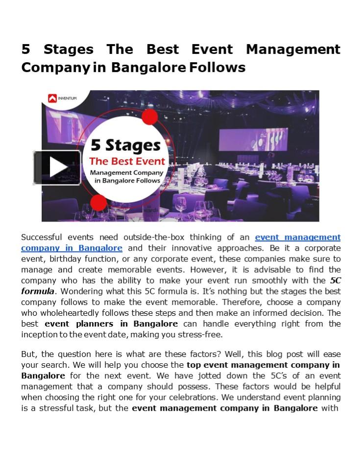 PPT – 5 Stages The Best Event Management Company in Bangalore Follows ...