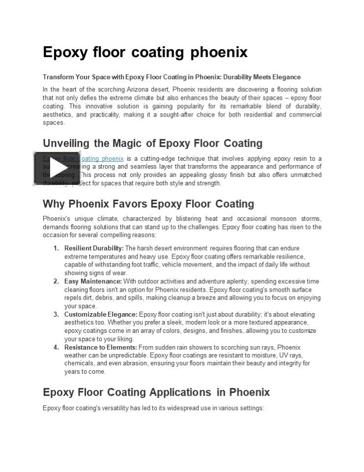 PPT – Epoxy floor coating phoenix PowerPoint presentation | free to ...