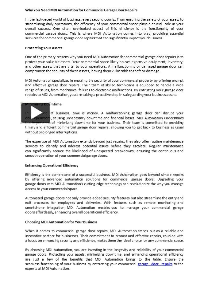 PPT – Why You Need MDI Automation for Commercial Garage Door Repairs ...