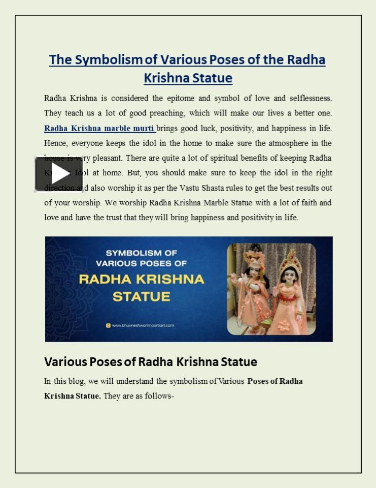 PPT – The Symbolism of Various Poses of the Radha Krishna Statue ...