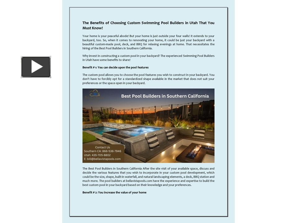 The Benefits of Choosing Custom Swimming Pool Builders in Utah That You ...