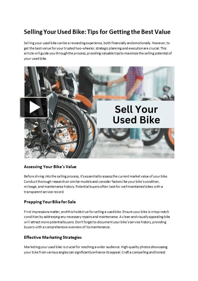 PPT – Selling Your Used Bike: Tips for Getting the Best Value ...