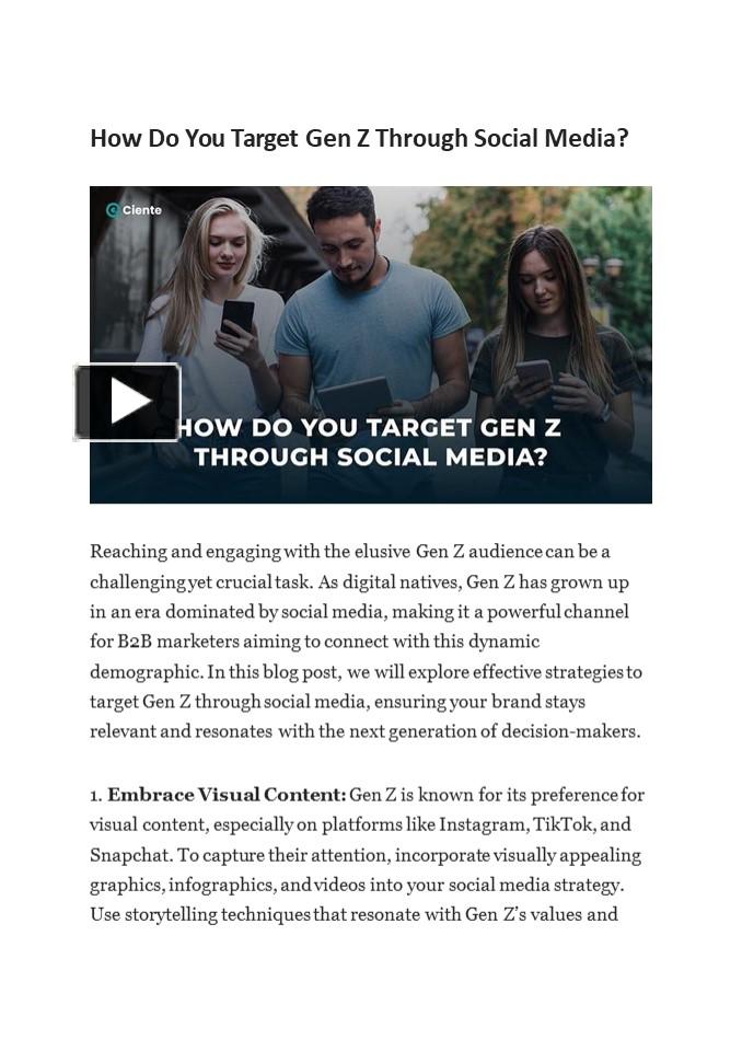 How Do You Target Gen Z Through Social Media? presentation | free to ...