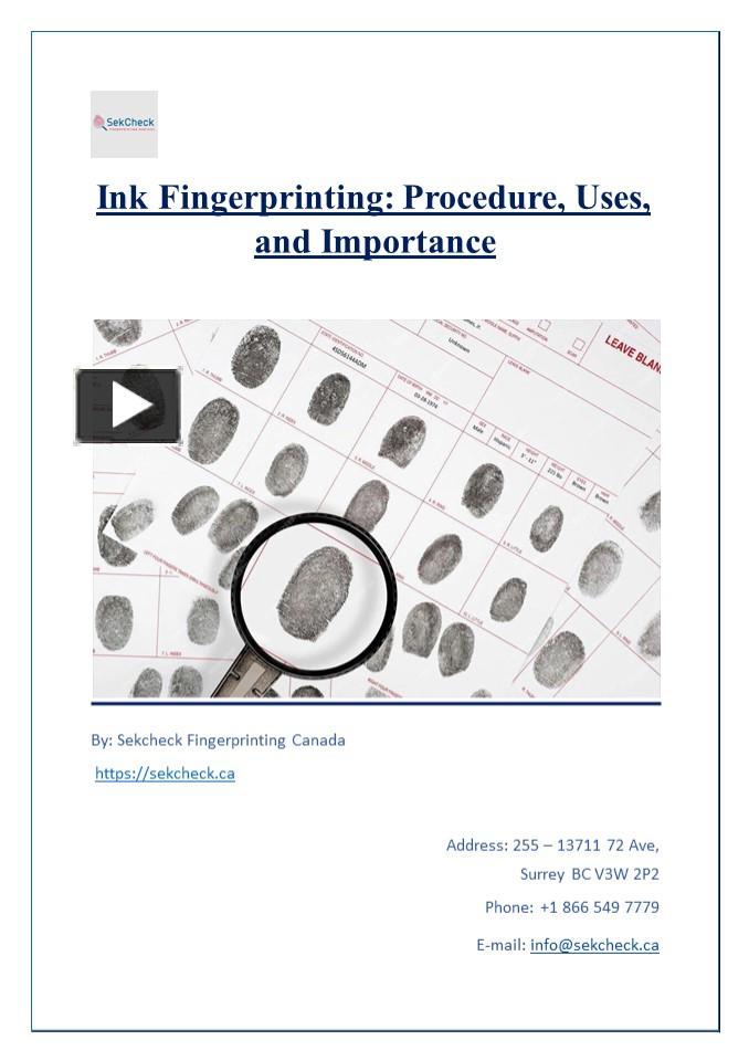 Ink Fingerprinting- Procedure, Uses, and Importance presentation | free ...