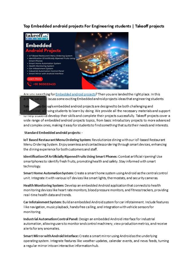 PPT – Top Embedded android projects For Engineering students PowerPoint ...