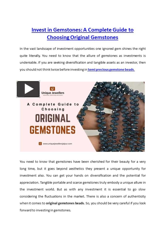 PPT – Invest in Gemstones: A Complete Guide to Choosing Original ...