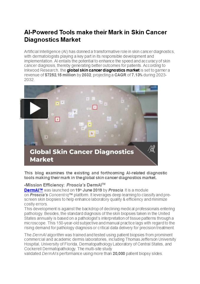 AI-Powered Tools make their Mark in Skin Cancer Diagnostics Market ...