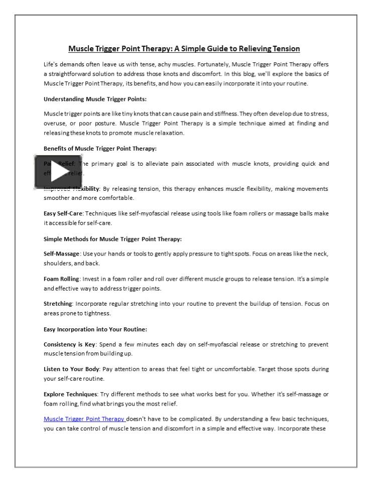 Muscle Trigger Point Therapy: A Simple Guide to Relieving Tension ...