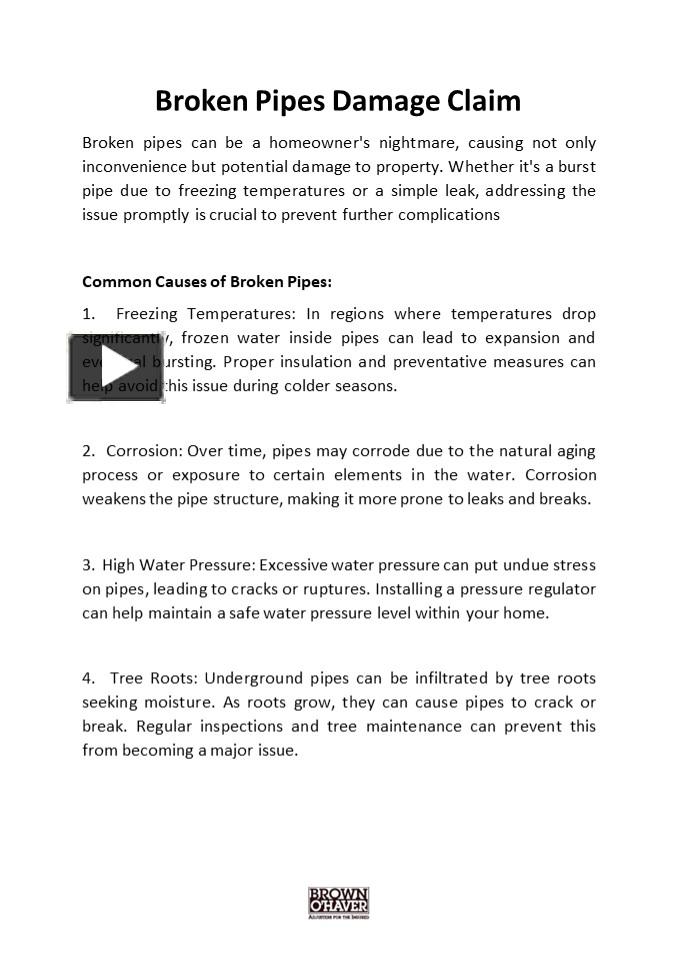 PPT – Broken Pipes Damage Claim PowerPoint presentation | free to ...