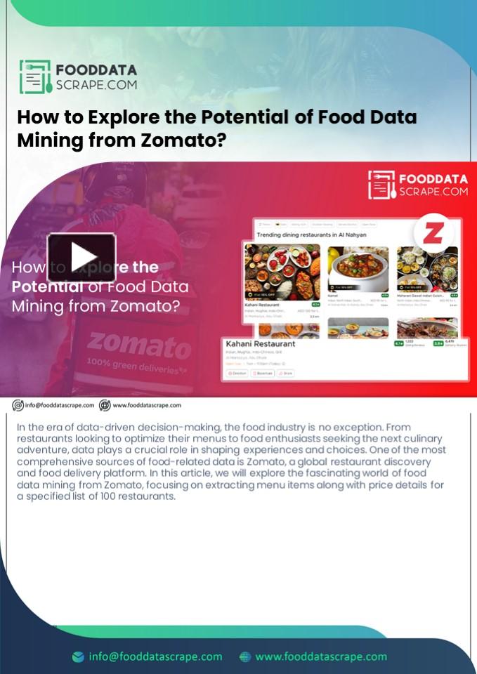 PPT – How to Explore the Potential of Food Data Mining from Zomato ...