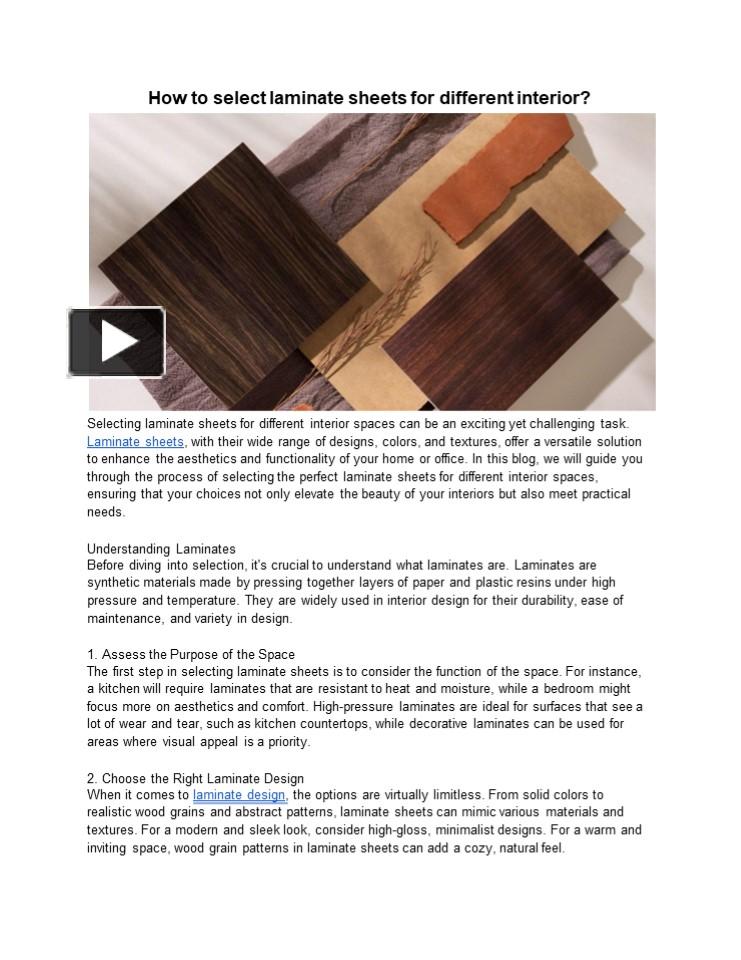 How to select laminate sheets for different interior? presentation ...
