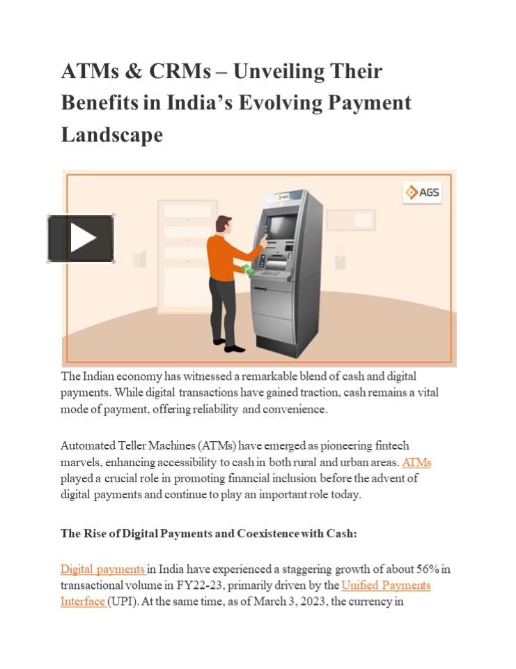 PPT – ATMs & CRMs – Unveiling Their Benefits in India’s Evolving ...