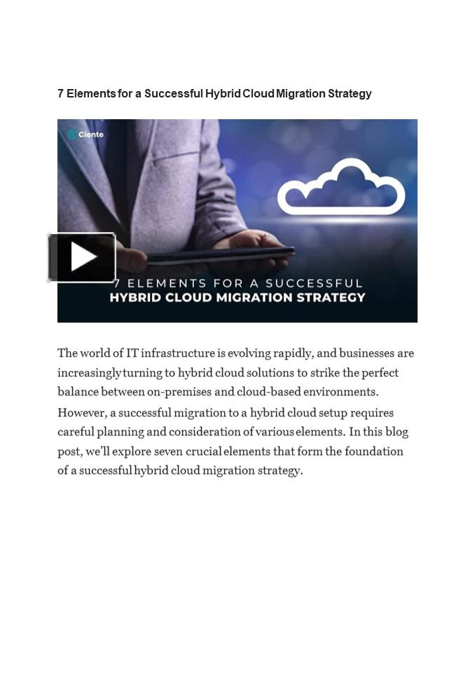 PPT – 7 Elements for a Successful Hybrid Cloud Migration Strategy ...