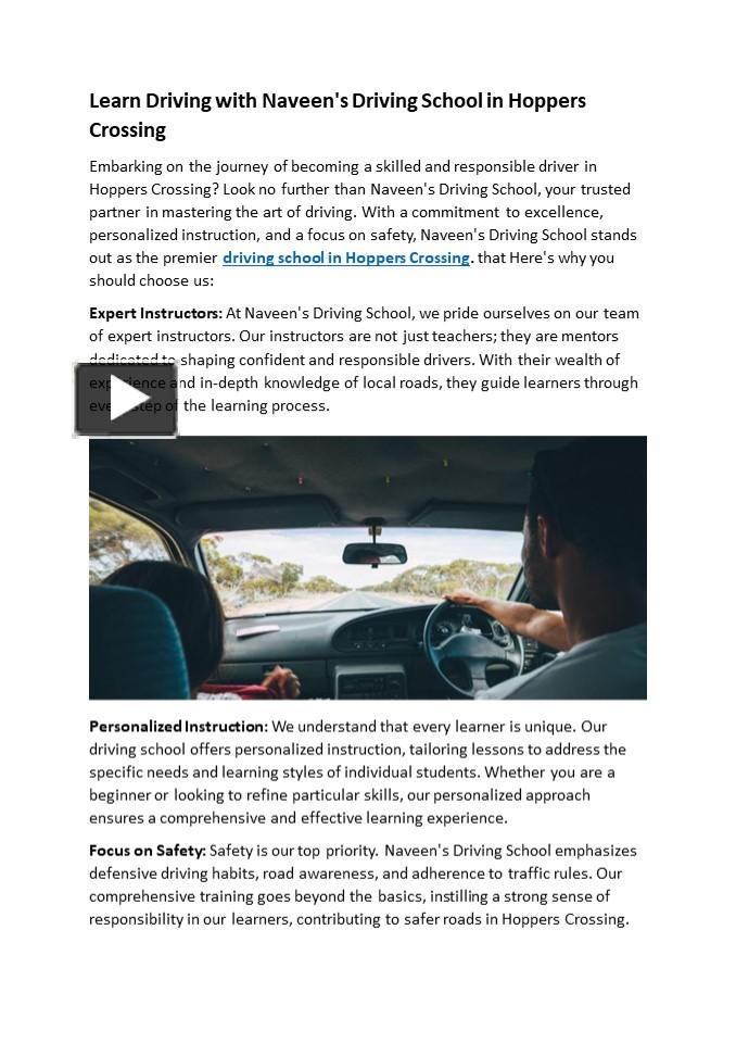 PPT – Learn Driving with Naveen's Driving School in Hoppers Crossing ...