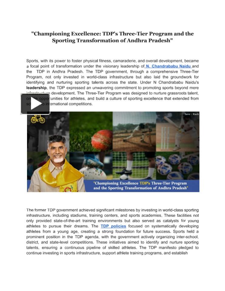 PPT – "Championing Excellence: TDP's Three-Tier Program and the ...