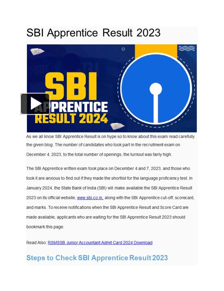 SBI Apprentice Result 2023 presentation | free to download