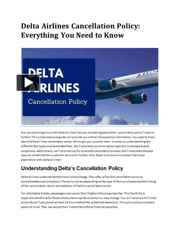Delta Airlines Cancellation Policy: Everything You Need to Know ...