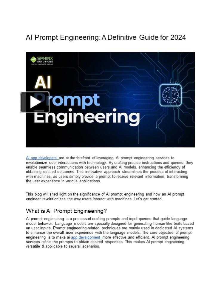 PPT – AI Prompt Engineering: A Definitive Guide for 2024 PowerPoint ...