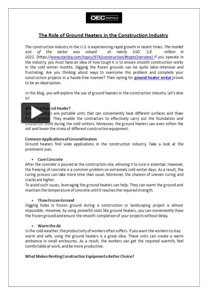 The Role of Ground Heaters in the Construction Industry presentation ...