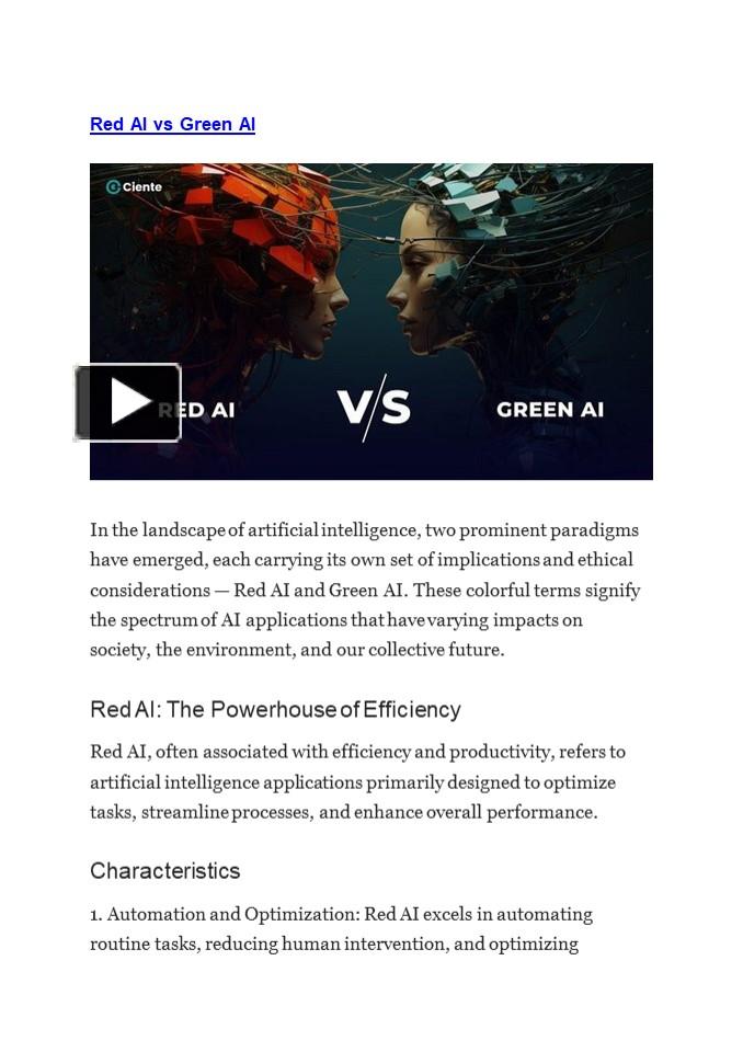 Red AI vs Green AI presentation | free to download