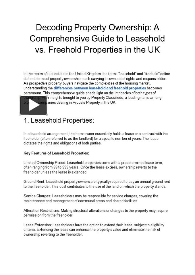PPT – Decoding Property Ownership: A Comprehensive Guide to Leasehold ...