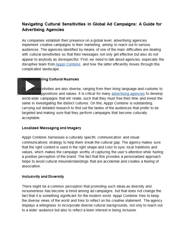PPT – Cultural Sensitivity in Global Ad Campaigns: Apppl Combine Leads ...