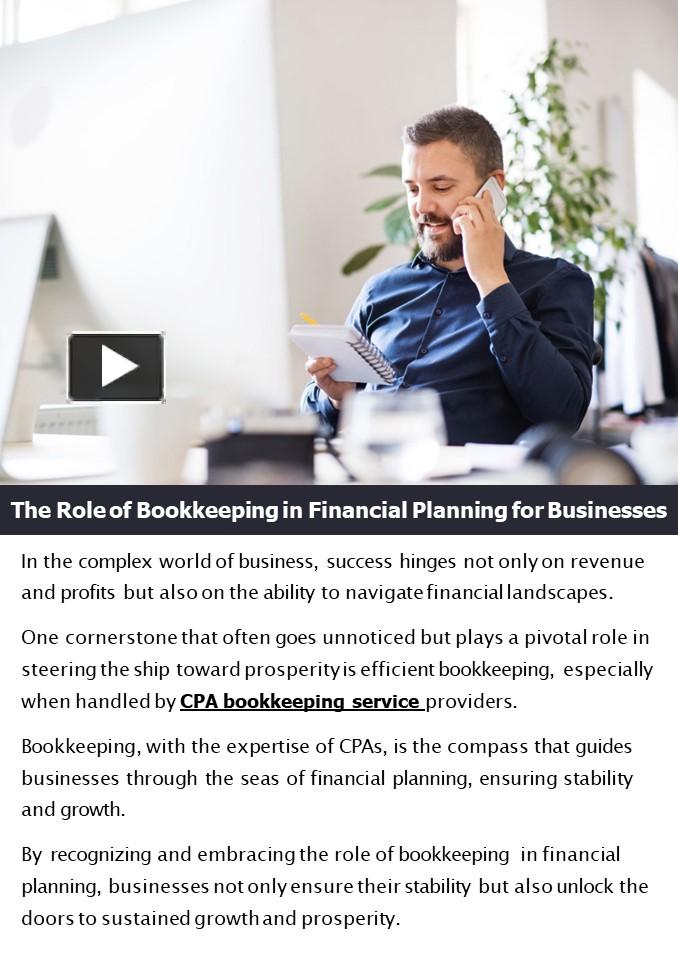 The Role of Bookkeeping in Financial Planning for Businesses ...