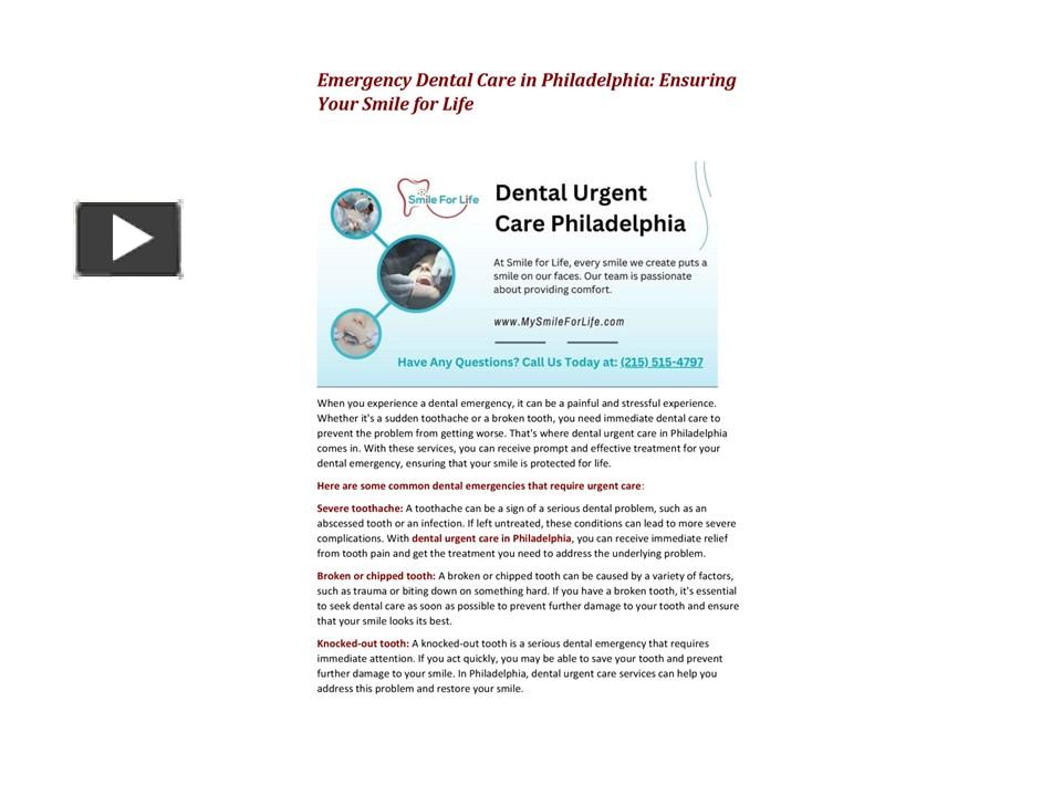 PPT – Emergency Dental Care in Philadelphia: Ensuring Your Smile for ...