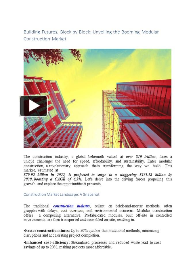 Building Futures, Block by Block: Unveiling the Booming Modular ...