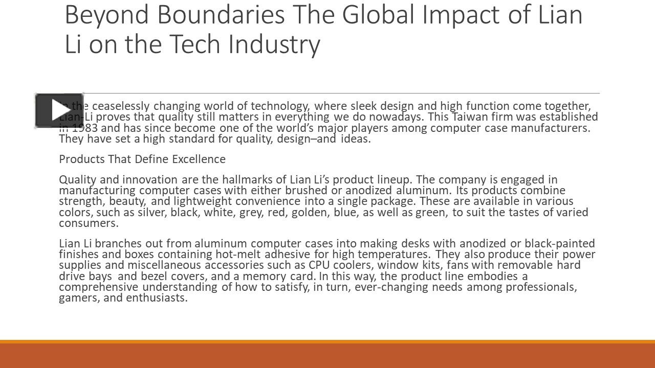 PPT – Beyond Boundaries The Global Impact of Lian Li on the Tech ...