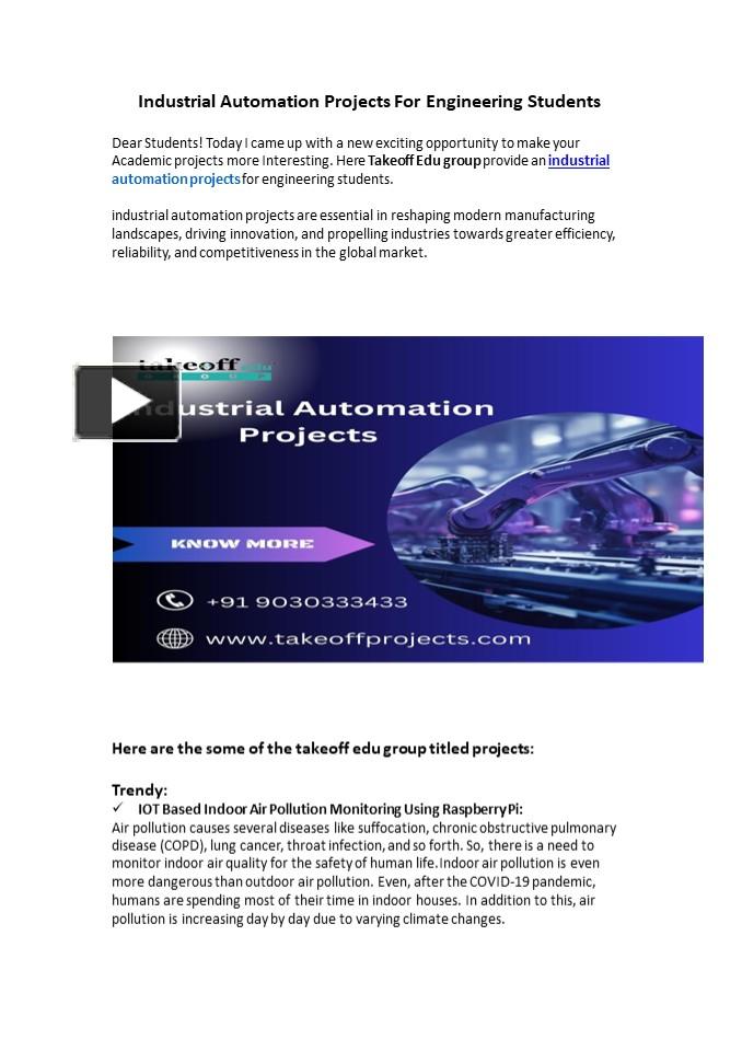 Industrial Automation Projects For Engineering Students presentation ...