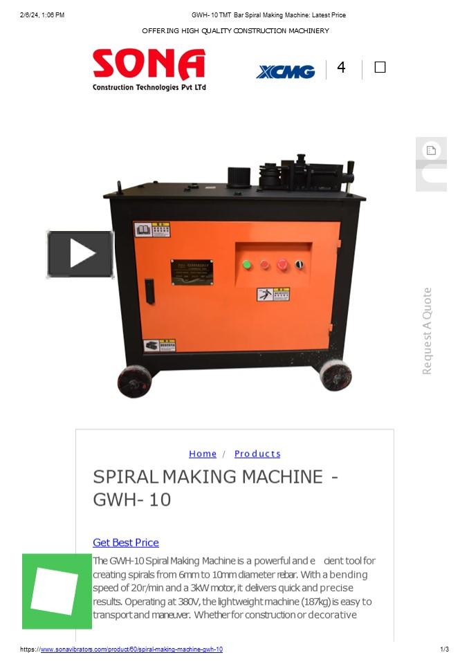 PPT – GWH- 10 Spiral Making Machine price in India: Best quality ...