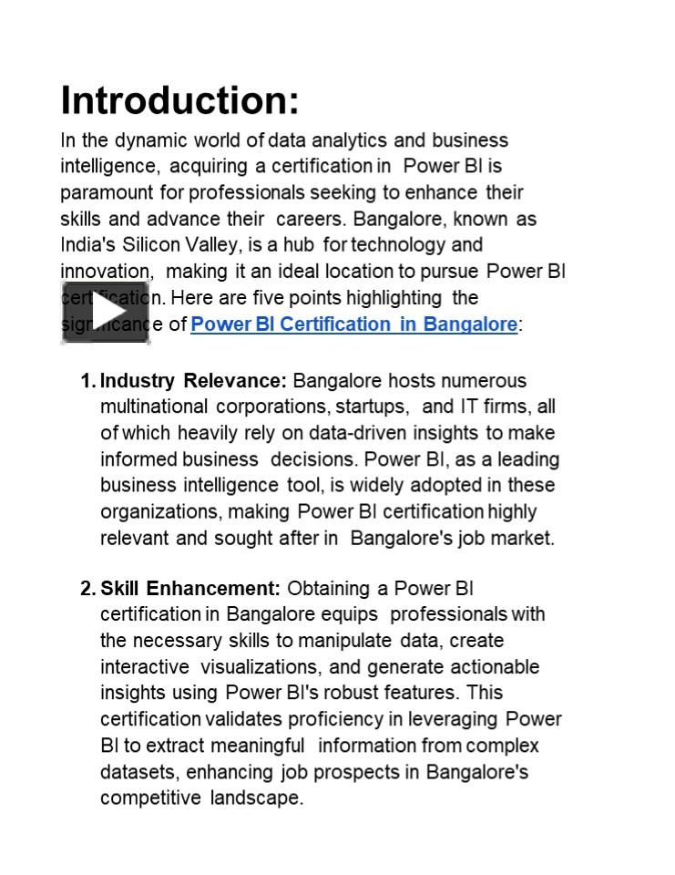 PPT – Power BI Certification in Bangalore PowerPoint presentation ...