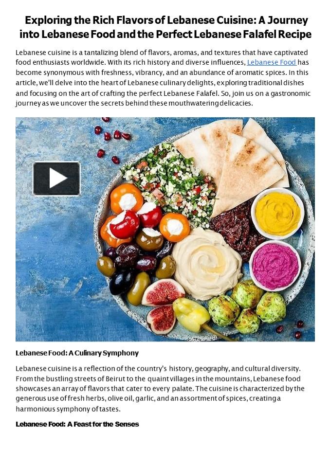 Exploring the Rich Flavors of Lebanese Cuisine: A Journey into Lebanese ...
