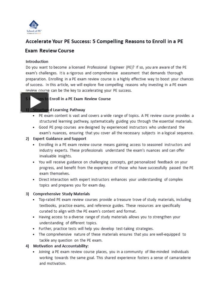 Accelerate Your PE Success: 5 Compelling Reasons to Enroll in a PE Exam ...
