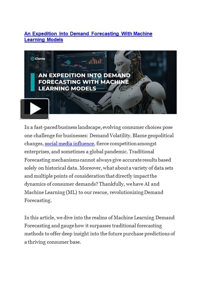 An Expedition Into Demand Forecasting With Machine Learning Models ...