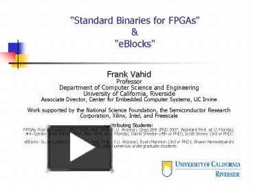 PPT – Standard Binaries for FPGAs" PowerPoint presentation | free to ...