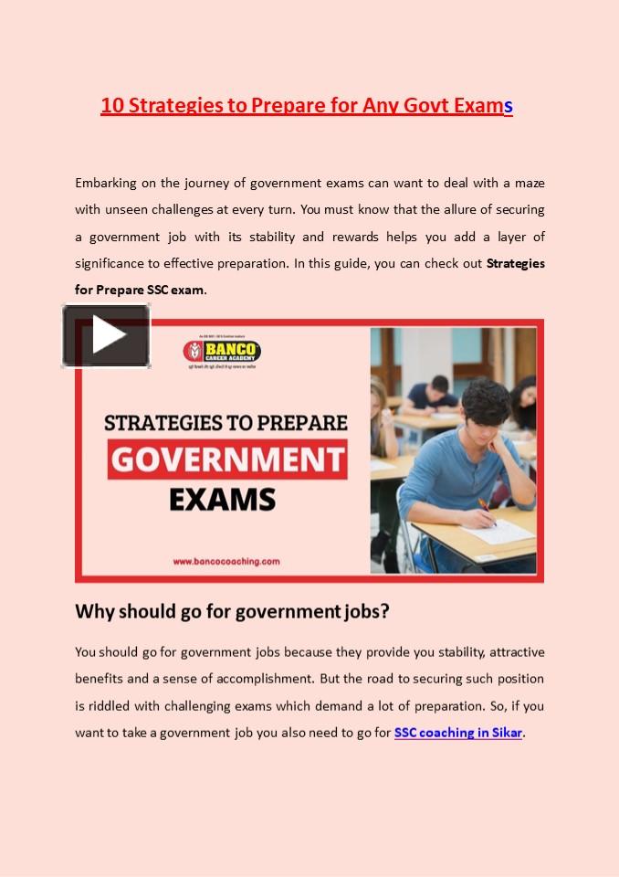 10 Strategies to Prepare for Any Govt Exams presentation | free to download